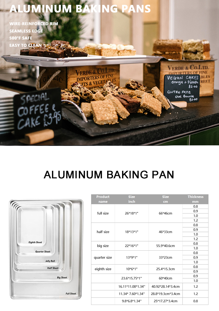 Half sheet pan 18*13” wire-reinforced rim Bakery Pan 46*33cm aluminum ...