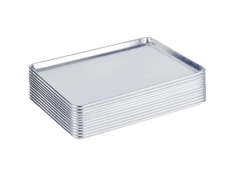 Aluminium bakery pan with galvanized iron wire reinforced rim heavy ...